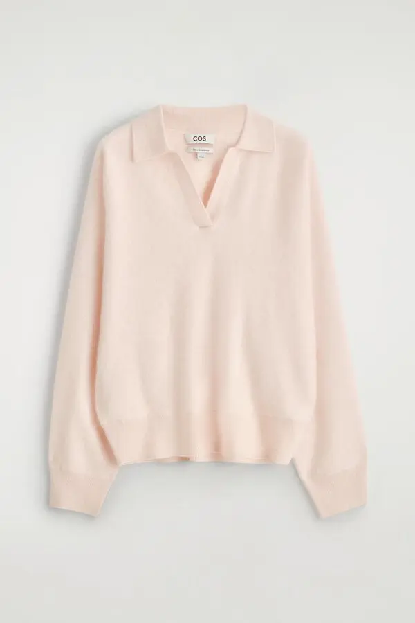 Cos Brushed Cashmere Polo Sweater - Pink