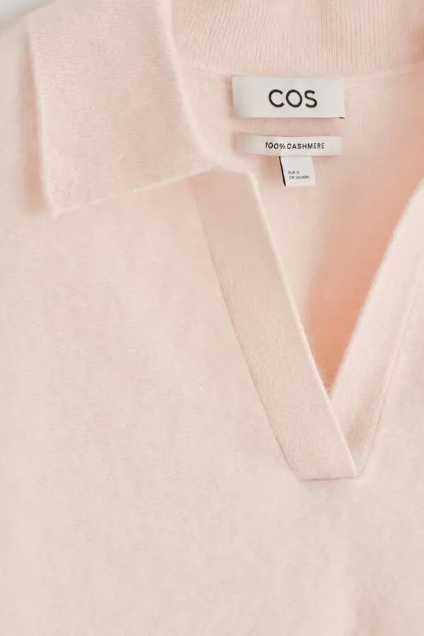 Cos Brushed-cashmere Polo Sweater - Pink