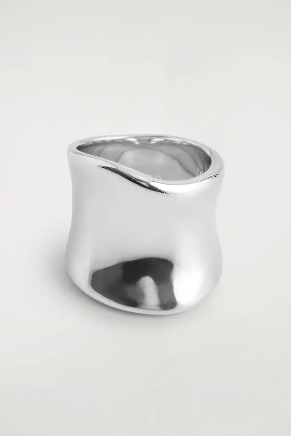 Cos Elongated Sculpted Ring - Silver-colored