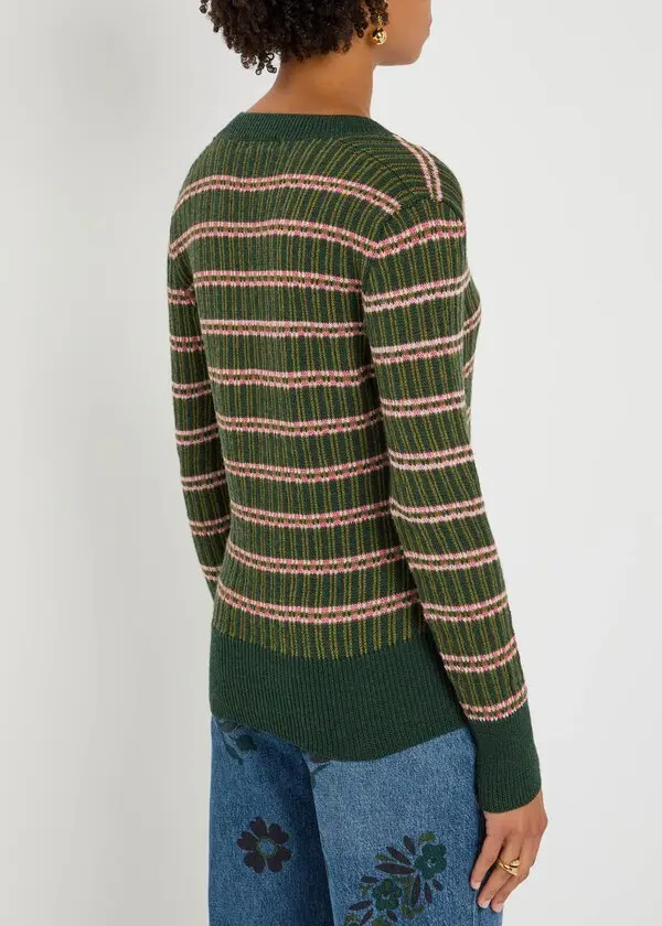 Etro Striped Knit V-neck Jumper - Brown