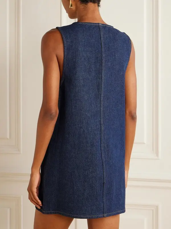 FRAME The Pinafore Paneled Denim Mini Dress