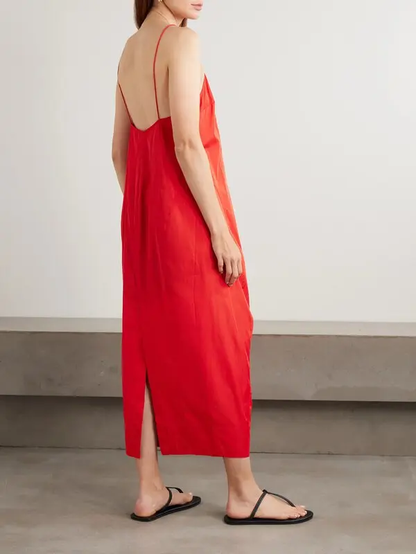 ST. AGNI Recycled Taffeta Midi Slip Dress