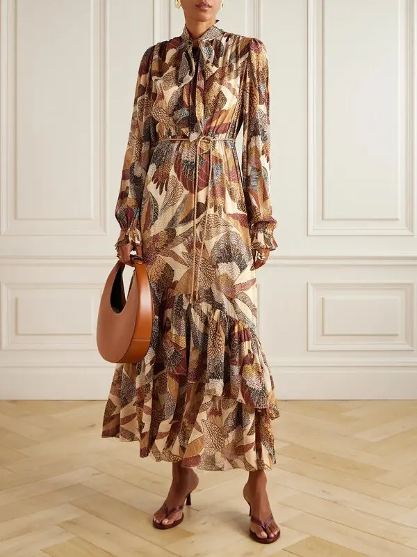 Farm Rio Belted Printed Modal Maxi Dress