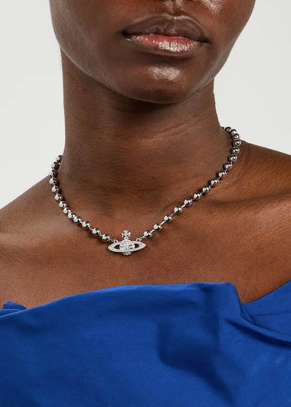 Vivienne Westwood Thames Mini Bas Relief Orb Necklace - Silver
