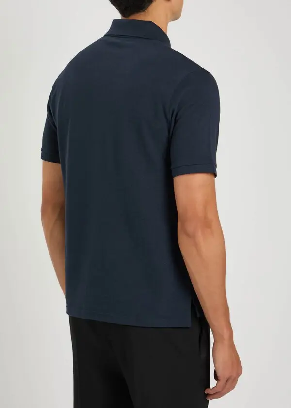 Saint Laurent Logo-embroidered Piqué Cotton-blend Polo Shirt - Navy