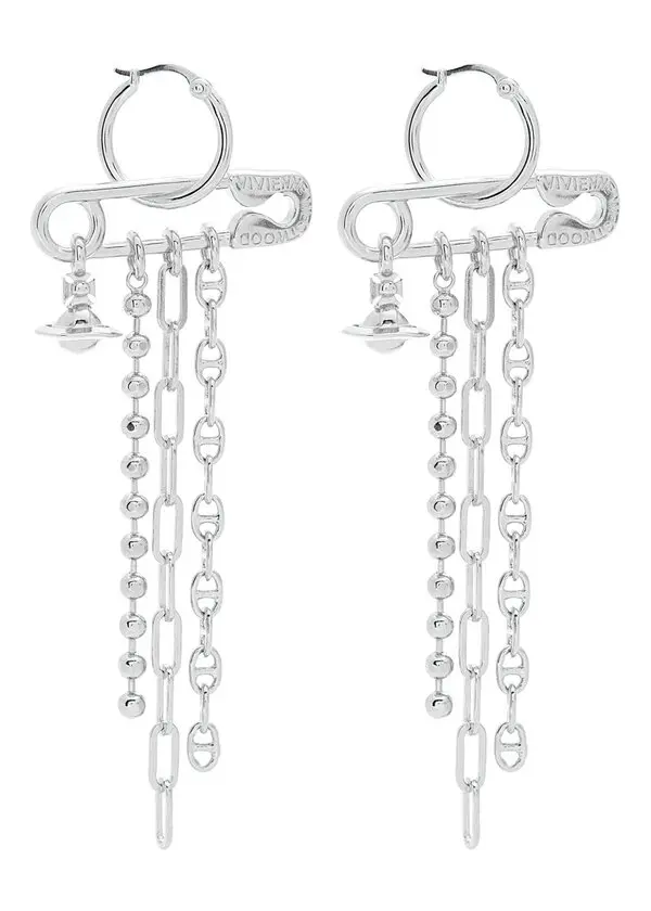 VIVIENNE WESTWOOD Ginetta Safety-pin Drop Earrings - Silver