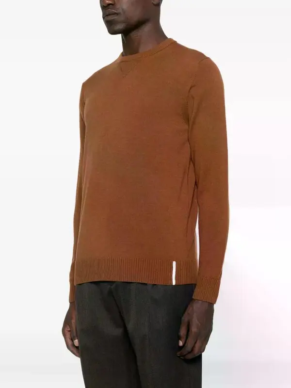 Alpha Studio Crew-neck Wool Sweater - Brown