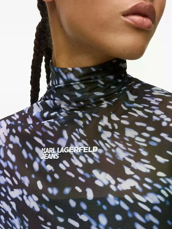 Karl Lagerfeld All-over Print Mesh Top
