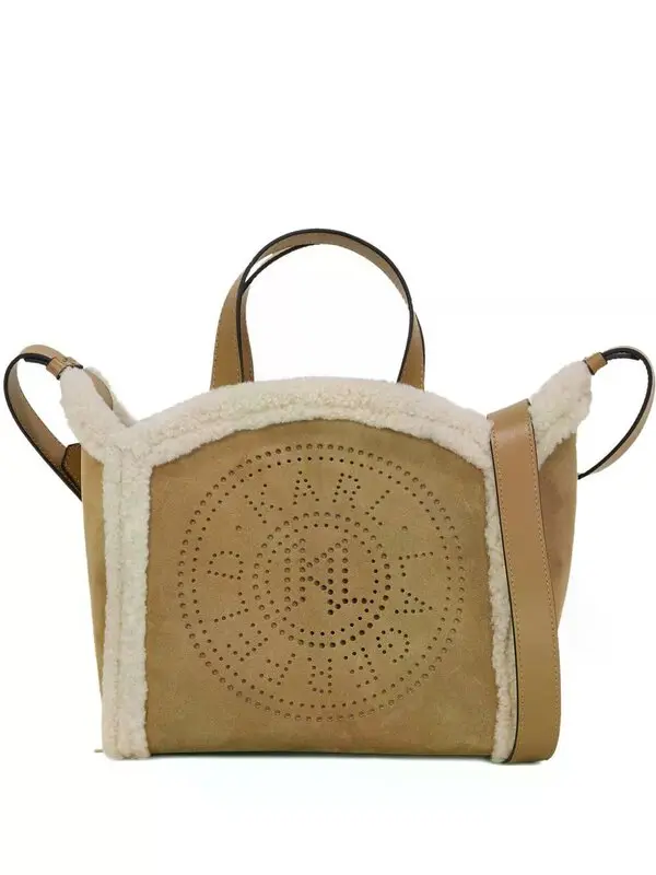 Karl Lagerfeld Shearling Trimmed Tote Bag - Brown