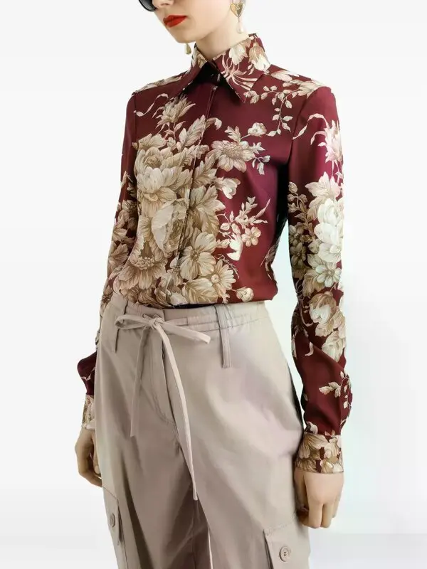 Dolce & Gabbana Rose-print Charmeuse Shirt
