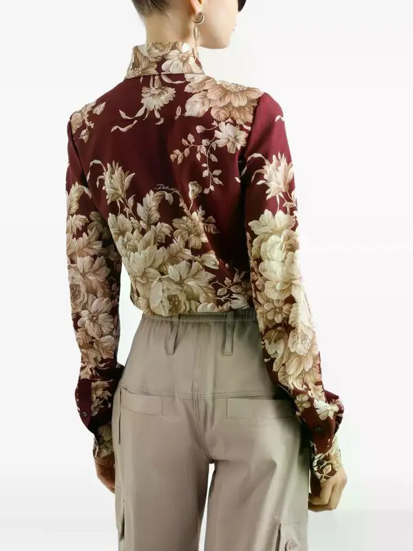 Dolce & Gabbana Rose-print Charmeuse Shirt