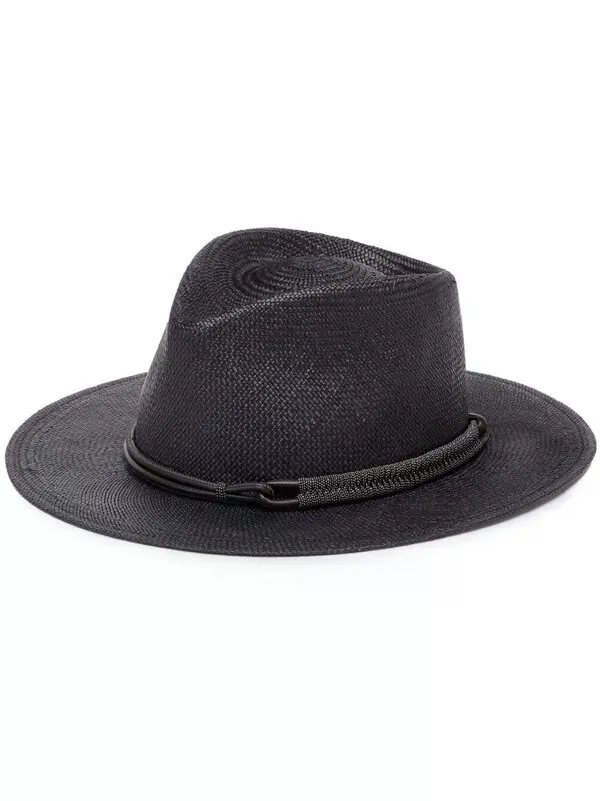 Brunello Cucinelli Monili-bead Straw Fedora Hat