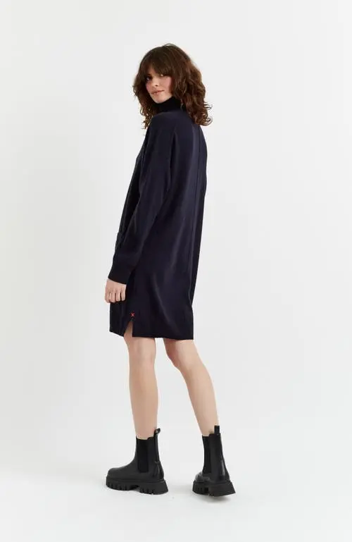 Chinti & Parker Rollneck Wool-cashmere Mini Dress - Navy