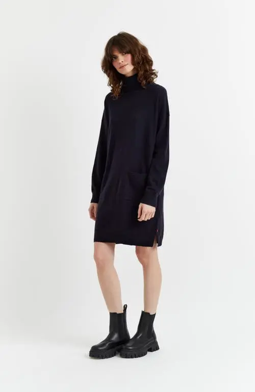 Chinti & Parker Rollneck Wool-cashmere Mini Dress - Navy