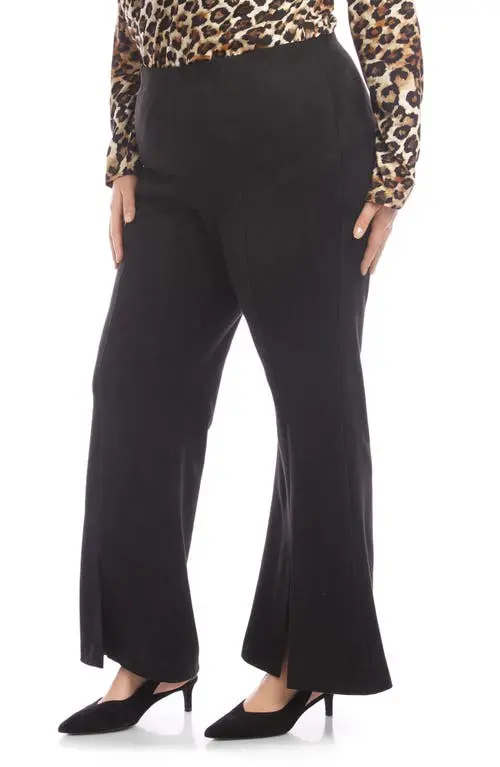 Karen Kane Faux Suede Front Slit Flare Pants