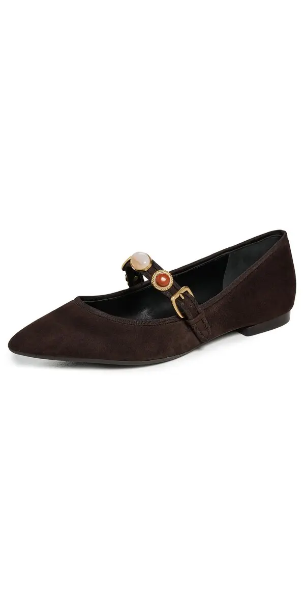 Veronica Beard Selene Charms Flats - Espresso