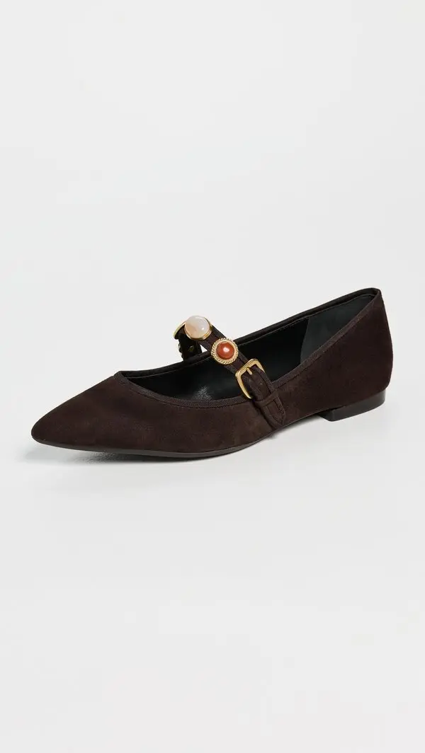 Veronica Beard Selene Charms Flats - Espresso