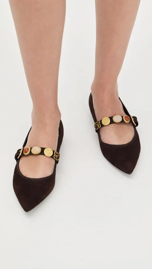 Veronica Beard Selene Charms Flats - Espresso