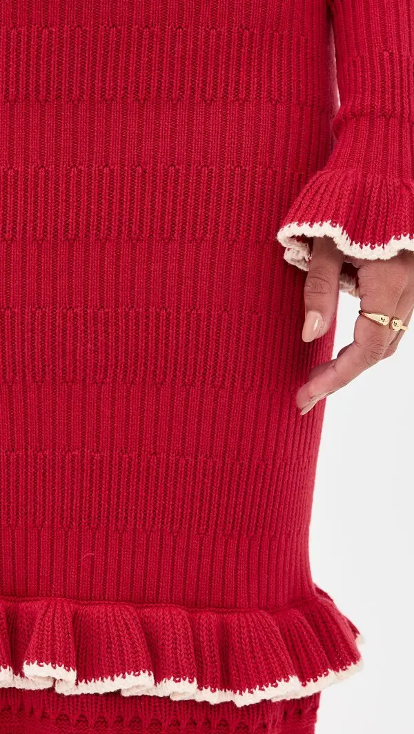 Kivari Rafaela Knit Midi Dress In Red/Cream - 60% Off | Editorialist