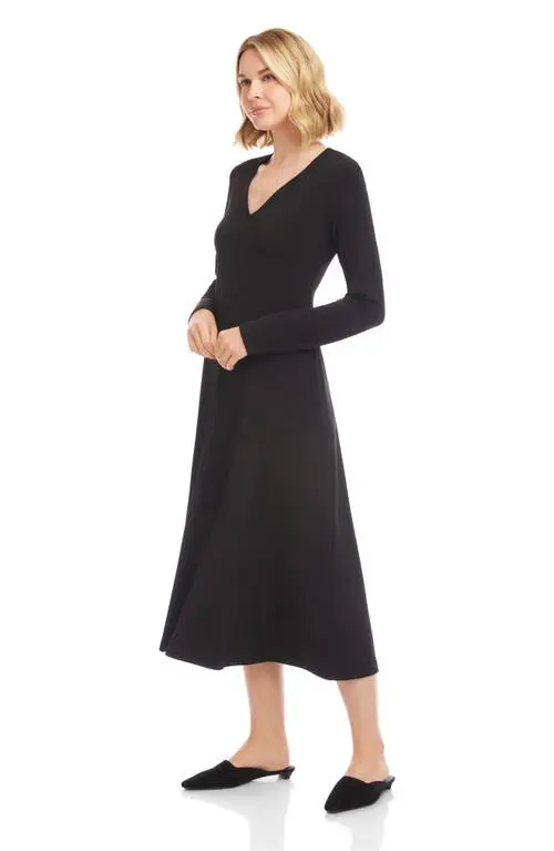Karen Kane Kate Long Sleeve Travel Jersey Midi Dress - Black