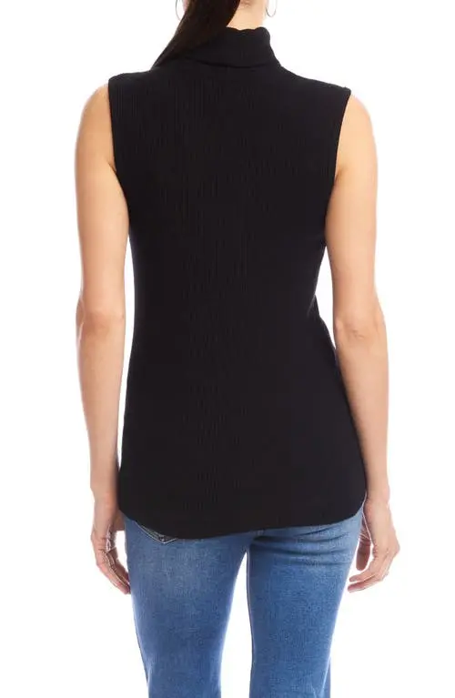 Karen Kane Sleeveless Ribbed Turtleneck Top - Black