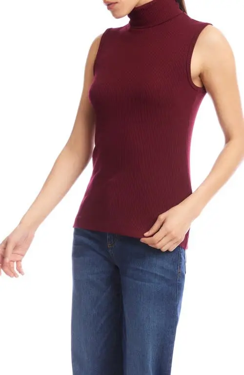 Karen Kane Sleeveless Ribbed Turtleneck Top - Wine