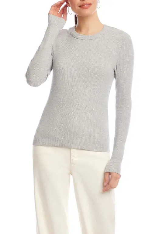 Karen Kane Long Sleeve Rib Top - Heather Gray