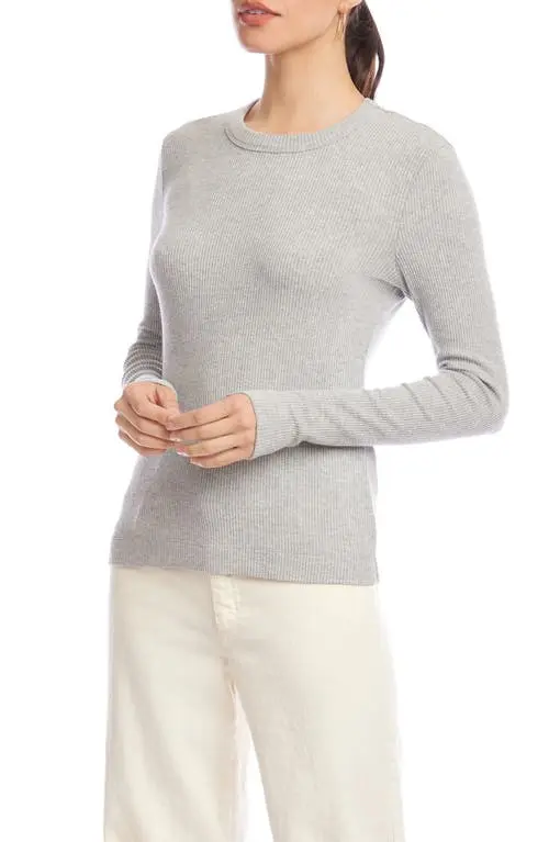 Karen Kane Long Sleeve Rib Top - Heather Gray