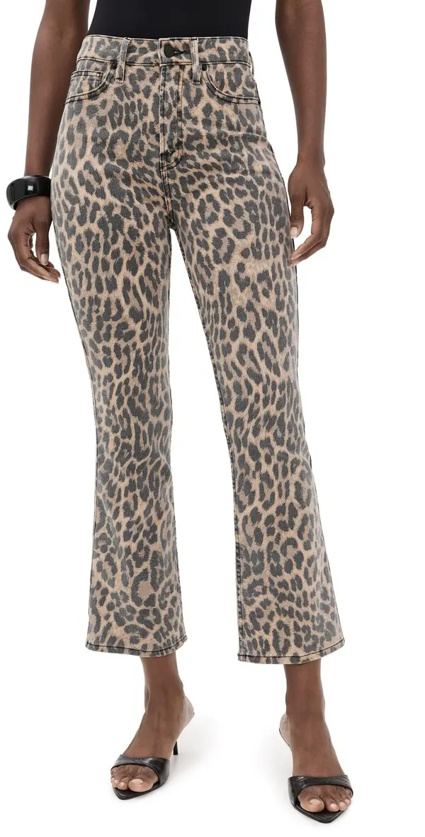 Good American Good Standard Kick Flare Leopard Jeans