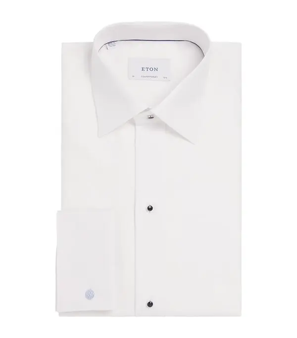 Eton Pique-front Contemporary Fit Shirt - White