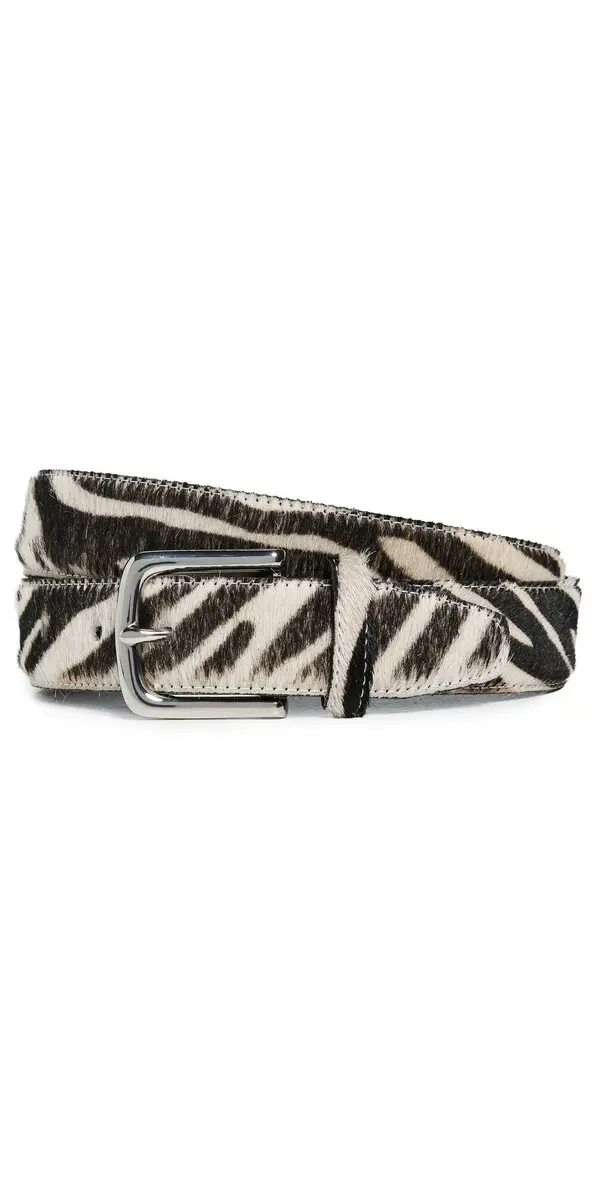 Tibi Haircalf Leather Belt - Zebra