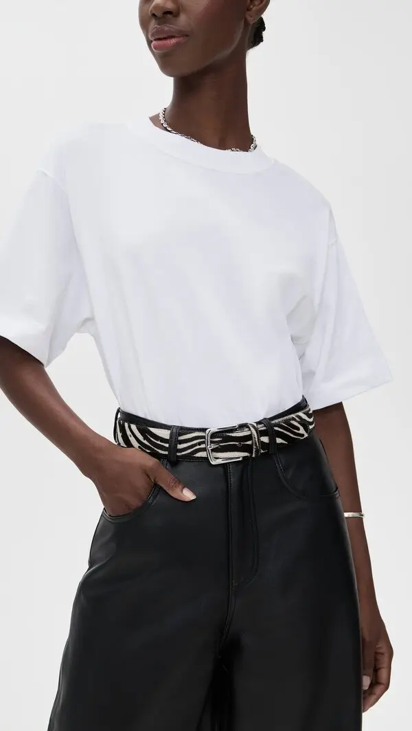 Tibi Haircalf Leather Belt - Zebra