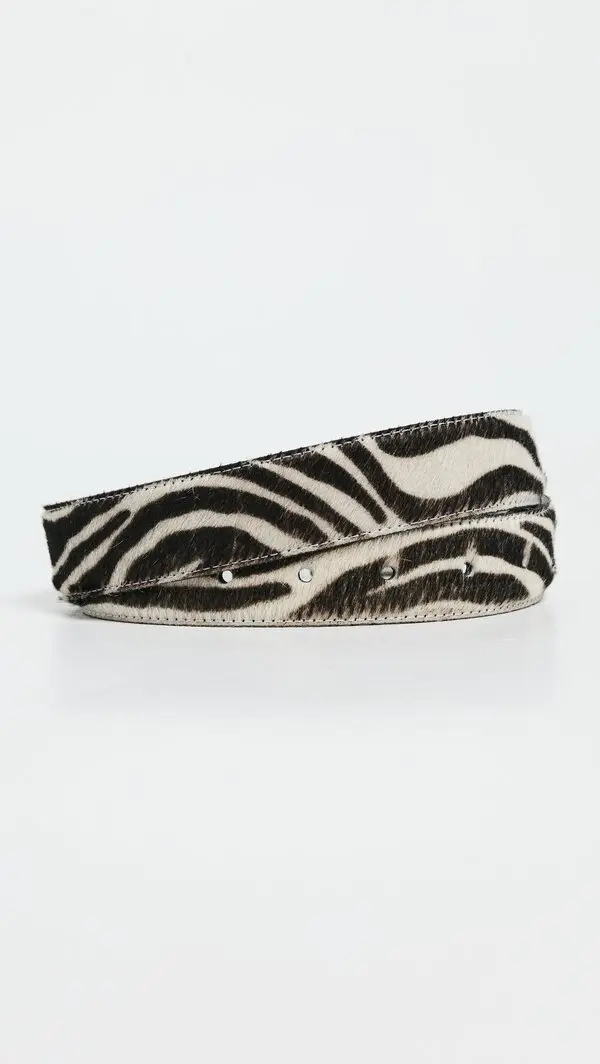 Tibi Haircalf Leather Belt - Zebra