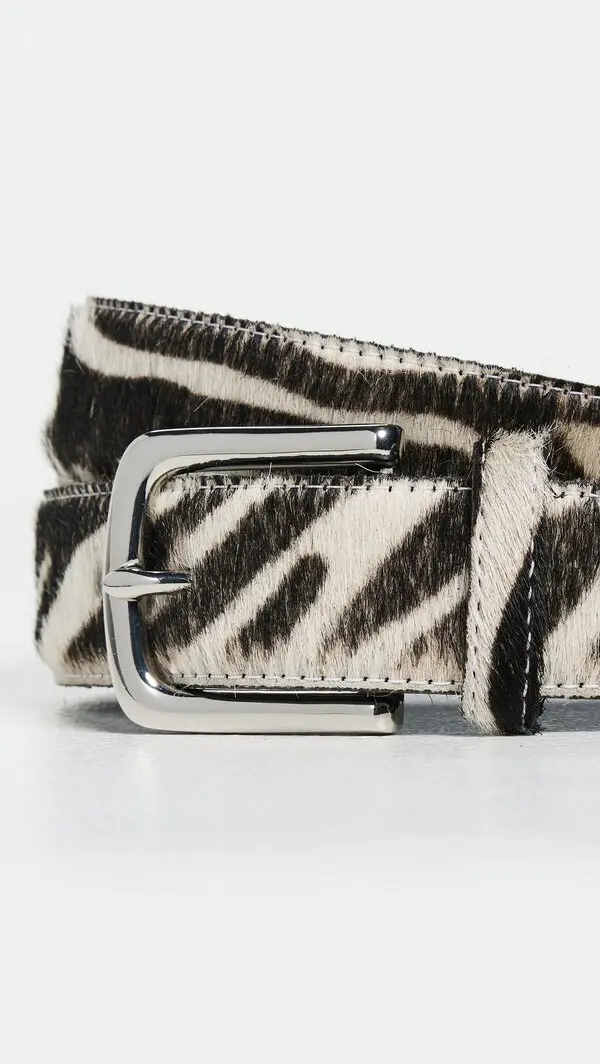 Tibi Haircalf Leather Belt - Zebra