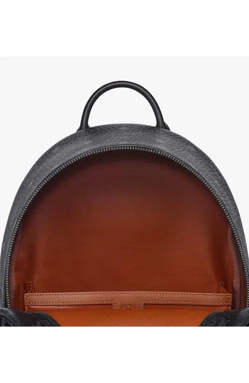 Mcm Small Stark Side Studs Backpack In Visetos - Black