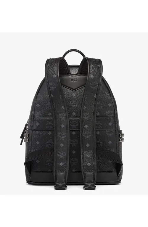 Mcm Small Stark Side Studs Backpack In Visetos - Black