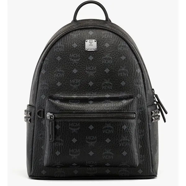 Mcm Small Stark Side Studs Backpack In Visetos - Black