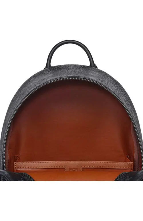 Mcm Small Stark Side Studs Backpack In Visetos - Black