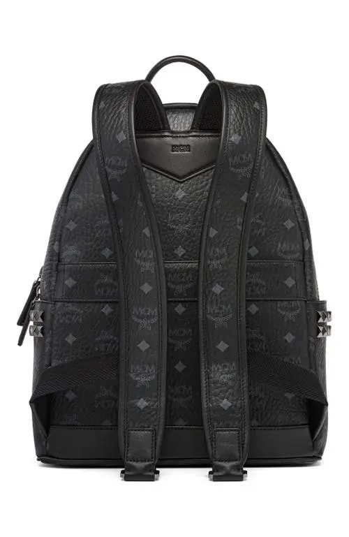 Mcm Small Stark Side Studs Backpack In Visetos - Black