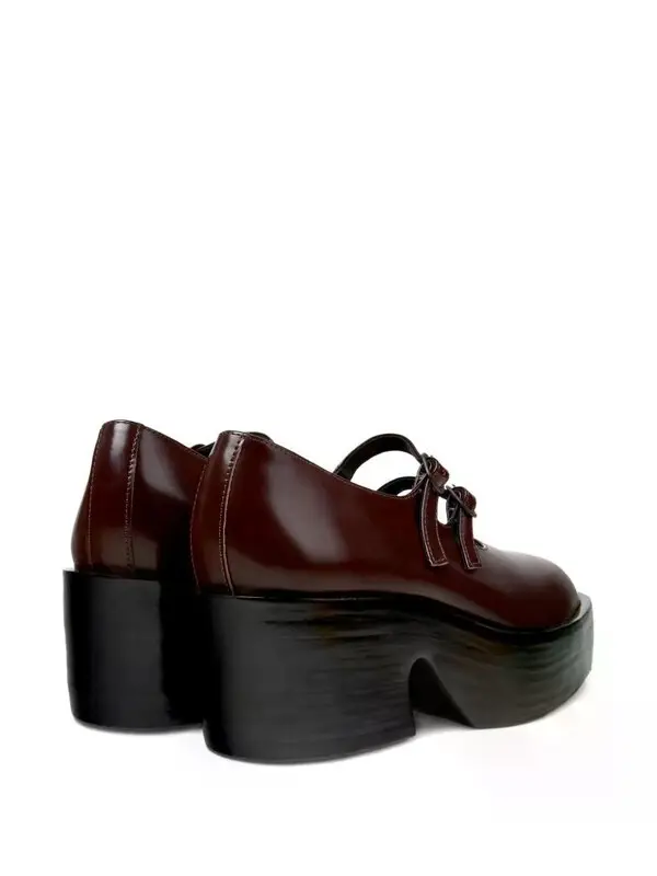 Camper Billie Leather Platform Pumps - Red