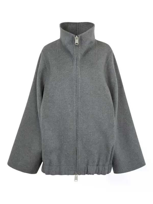 Khaite Garret High-neck Zip-front Jacket - Grey