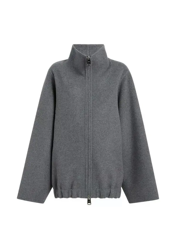 Khaite Garret High-neck Zip-front Jacket - Grey