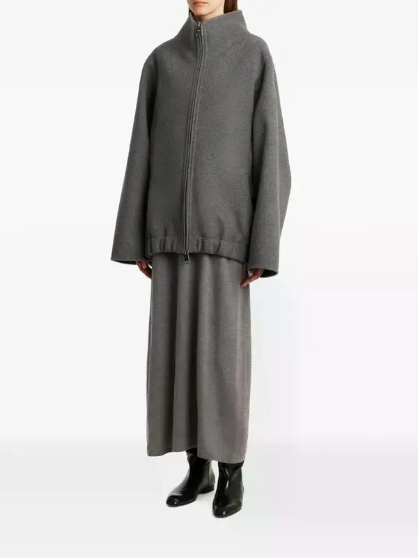 Khaite Garret High-neck Zip-front Jacket - Grey