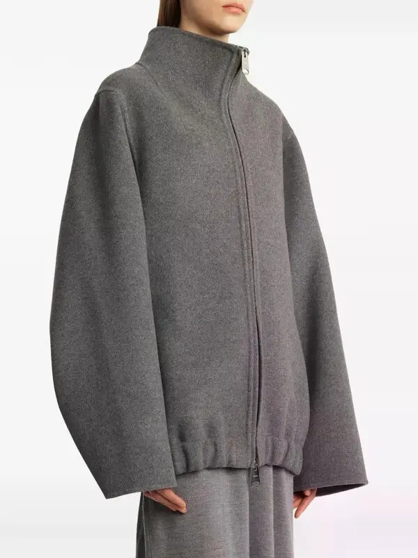 Khaite Garret High-neck Zip-front Jacket - Grey