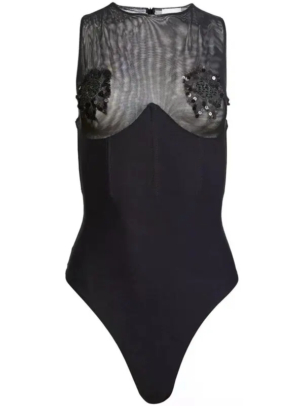FLEUR DU MAL Embellished Cup Bodysuit