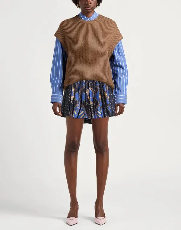 Sandro Printed Pleated Skirt