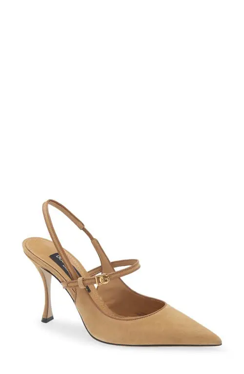 Dolce & Gabbana Pointed Toe Slingback Pump - 8s727 Beige/cammello