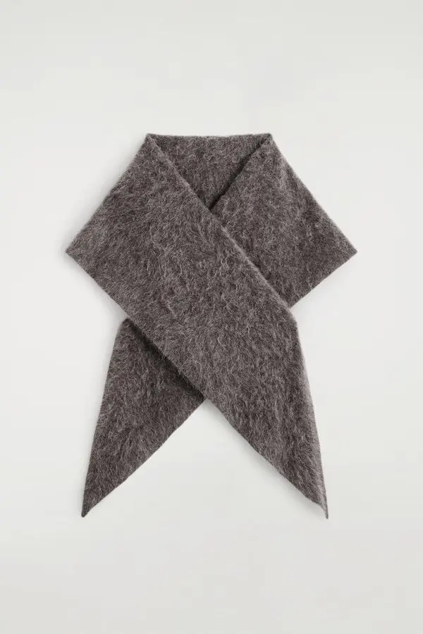 Cos Brushed-cashmere Triangle Scarf - Brown