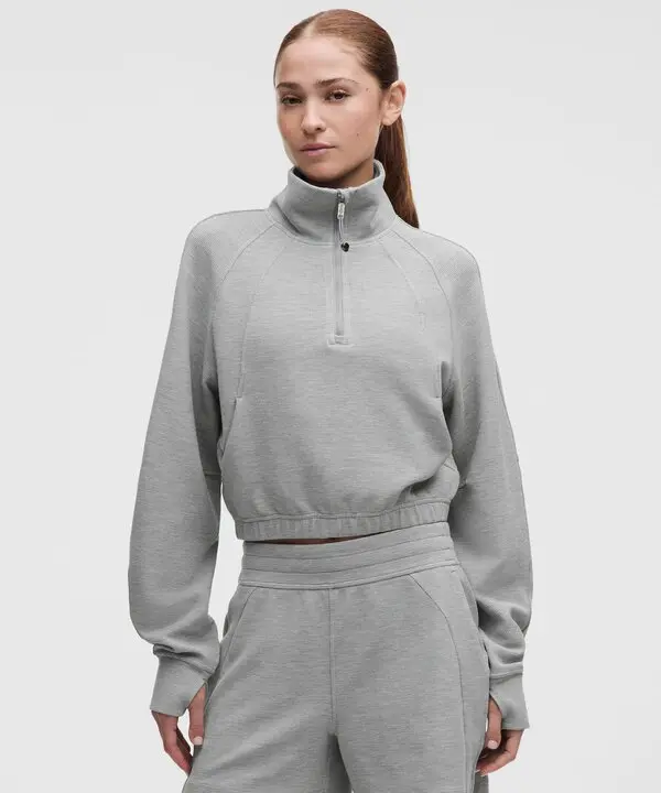Lululemon Scuba Cropped Funnel-neck Half Zip - Heathered Core Medium Grey