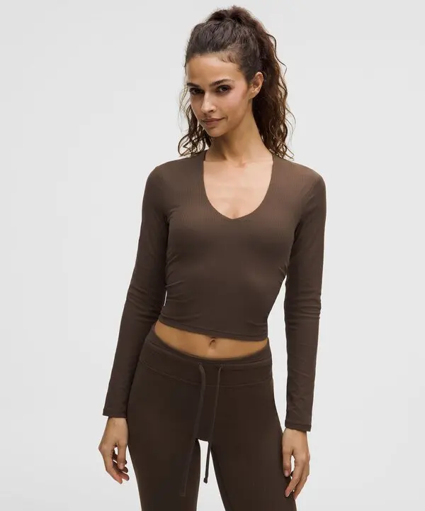 Lululemon All It Takes Ribbed Nulu V-neck Long-sleeve Shirt - Walnut Crunch